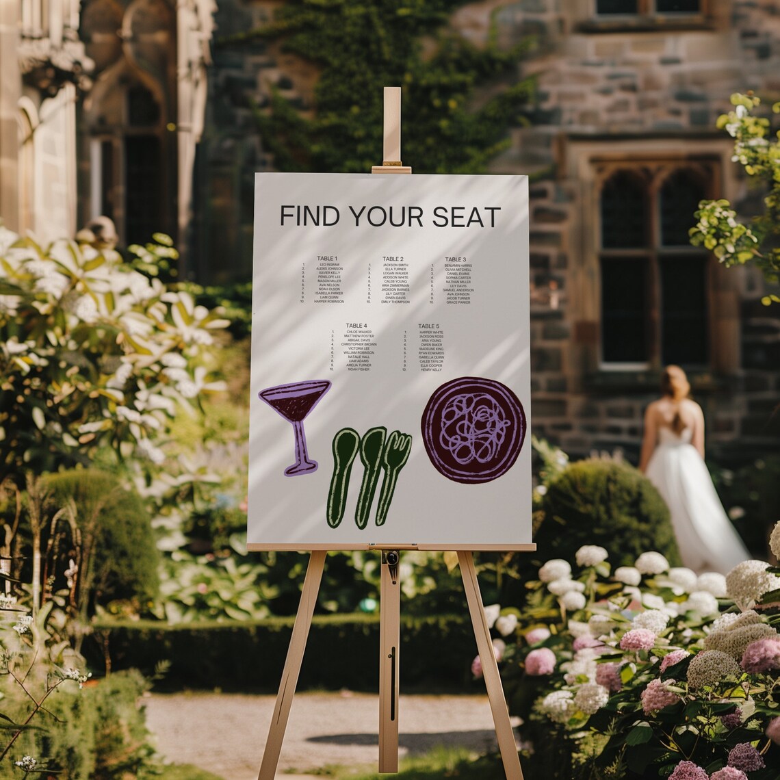 Hand Drawn Table Seating Wedding Sign | Hand Drawn Stationery | on the ...