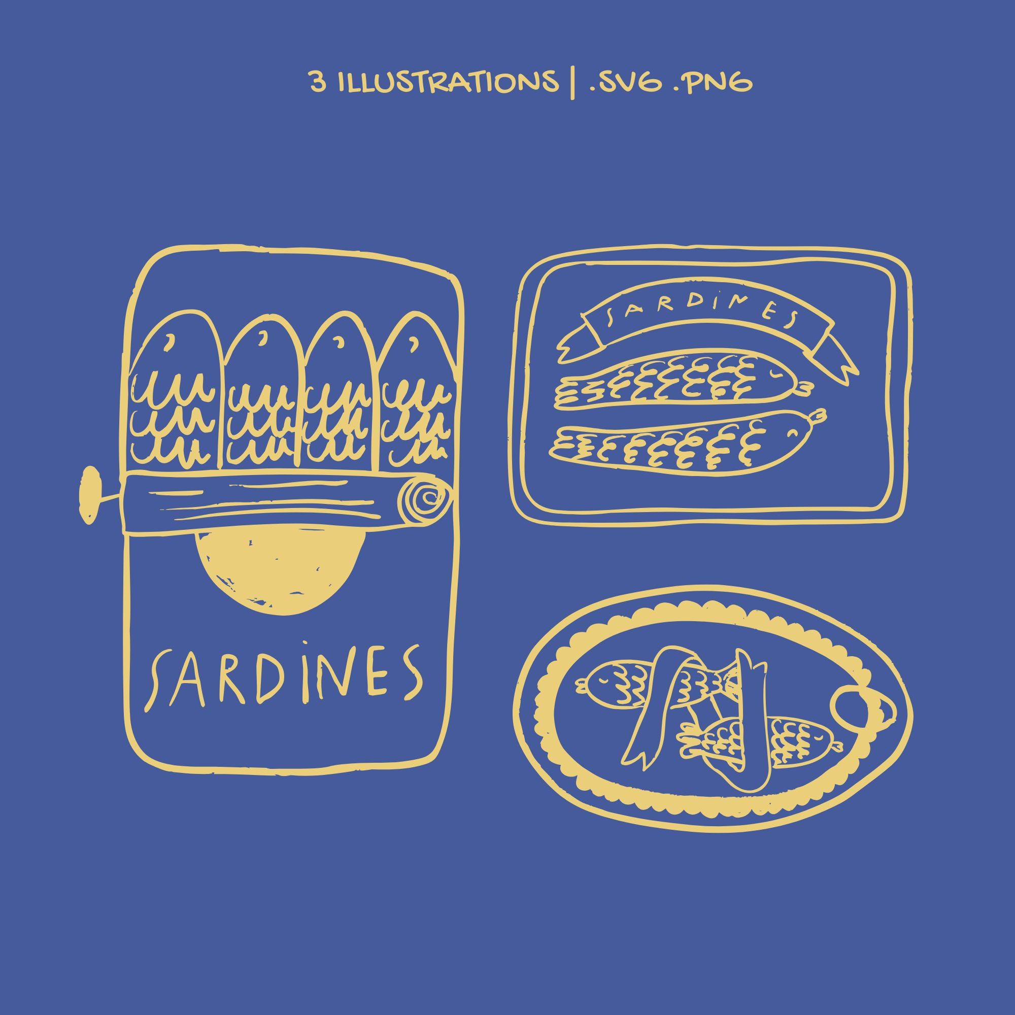 Hand-drawn Sardines Illustration Set | Whimsical Wedding Clipart ...