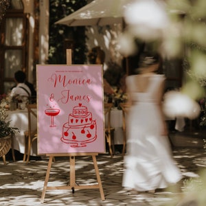 Pink Vintage Welcome Sign | on the Day Stationery | Hand Drawn Wedding ...