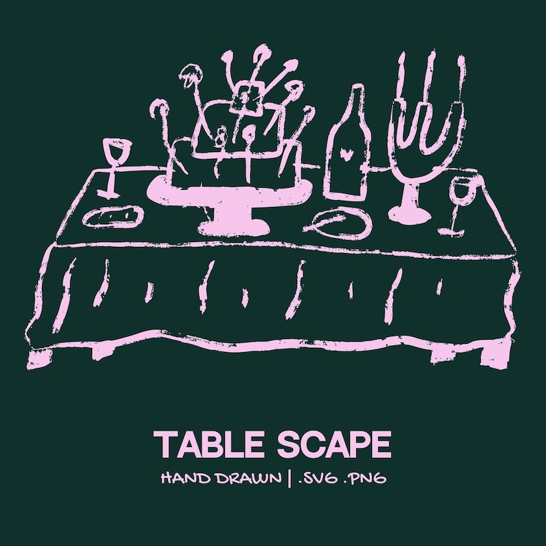 Hand-drawn Table Dinner Party Illustration Set | Whimsical Italian Food ...