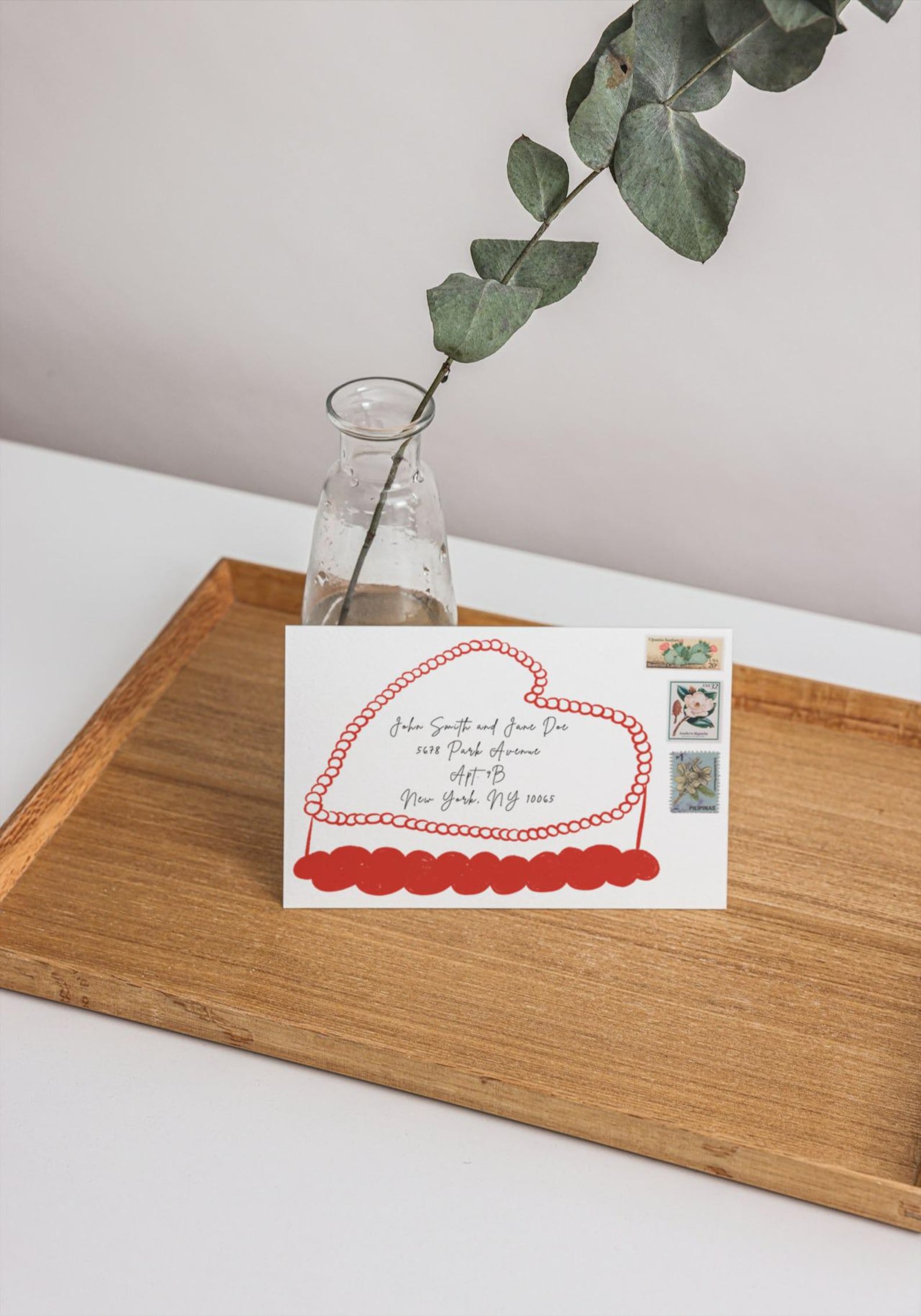 Whimsical Heart Cake Wedding Invitations | Hand Drawn Illustration ...