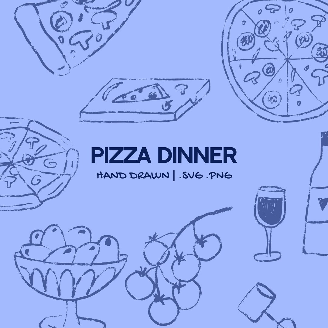Hand-drawn Pizza Dinner Party Illustration Set | Whimsical Italian Food ...