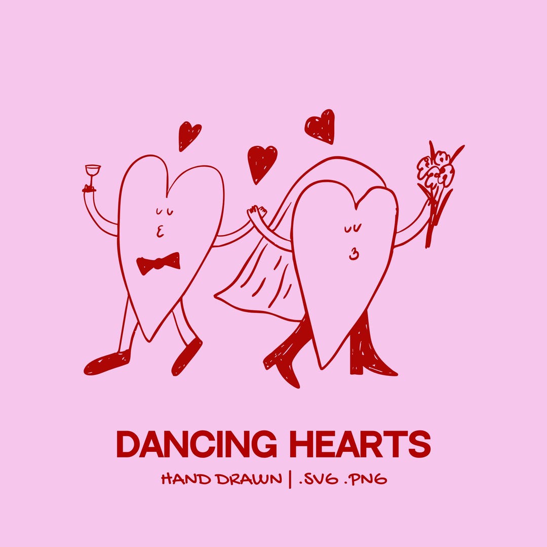 Hearts Dancing Illustration, Wedding Logo Clipart, Wedding & Valentines ...