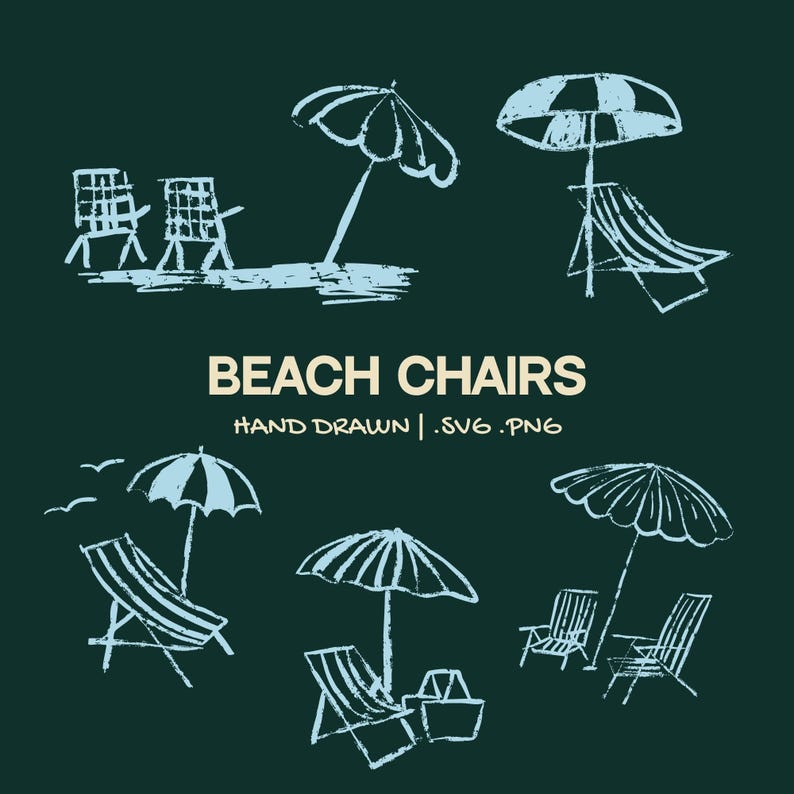 Beach Chairs Hand-drawn Seaside Illustration Set | Whimsical Italian ...