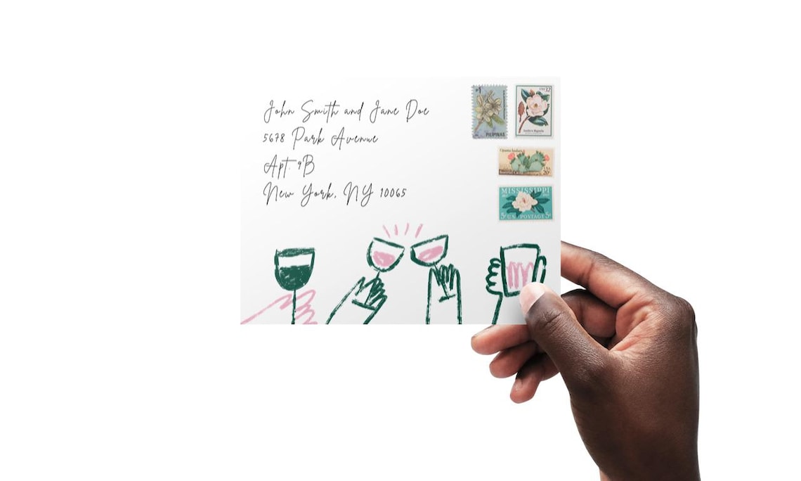 Cheers Wedding Invitations Envelopes | Digital Wedding Stationery ...