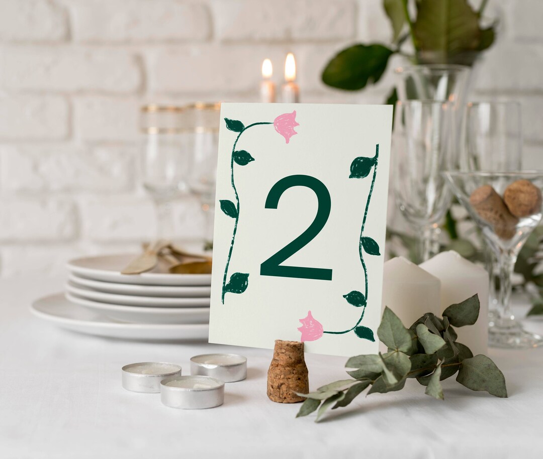 Table Number Wedding | Custom Template | Hand-drawn Wedding Suite ...