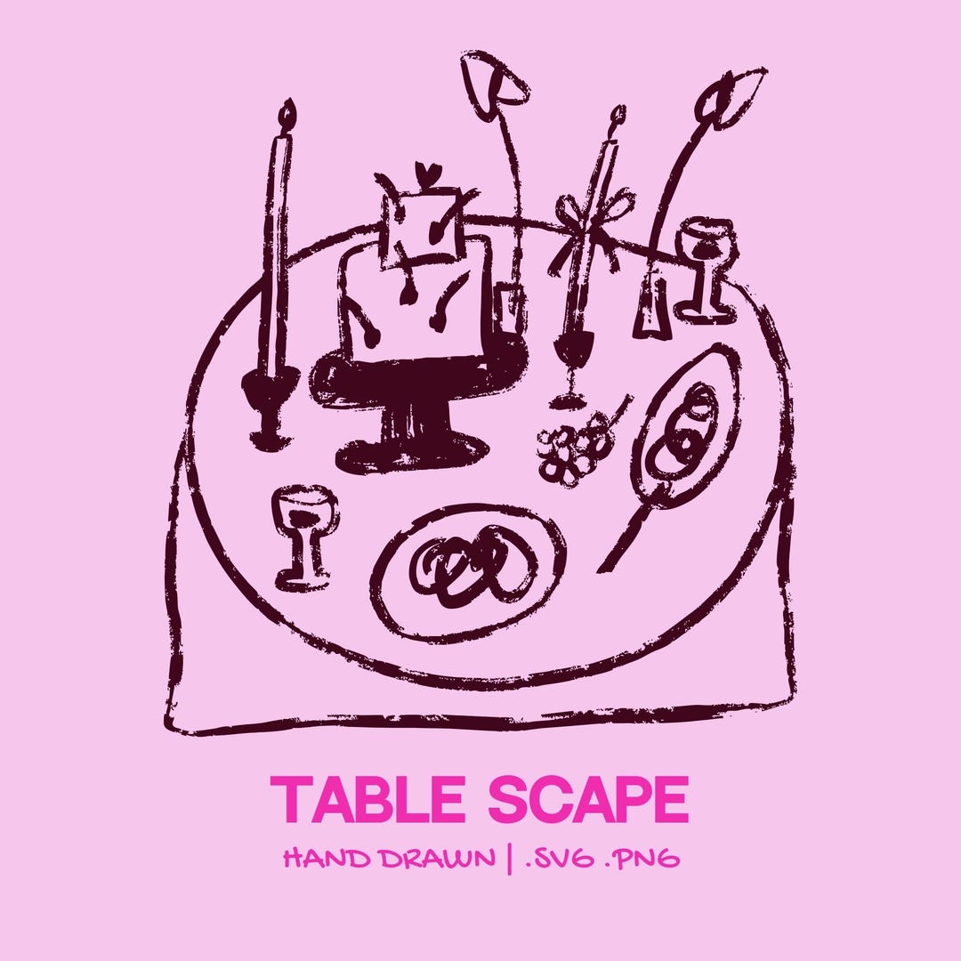 Hand-drawn Table Dinner Party Illustration Set | Whimsical Italian Food ...
