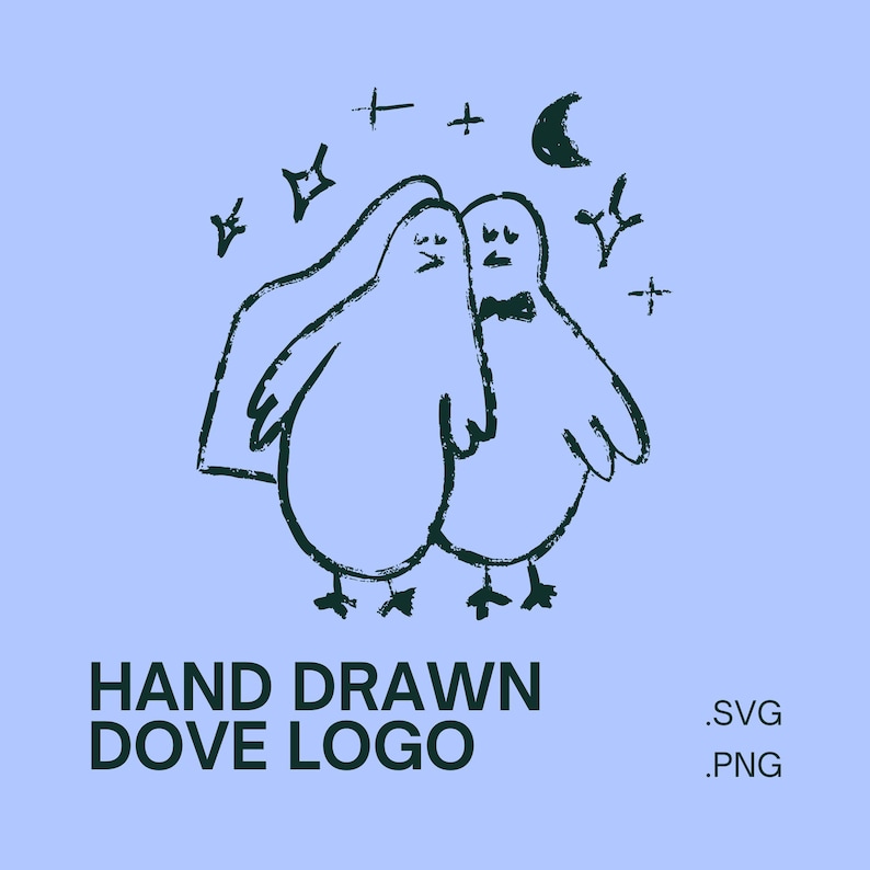 Doves Illustration, Wedding Logo Clipart, Wedding & Engagement Icon ...