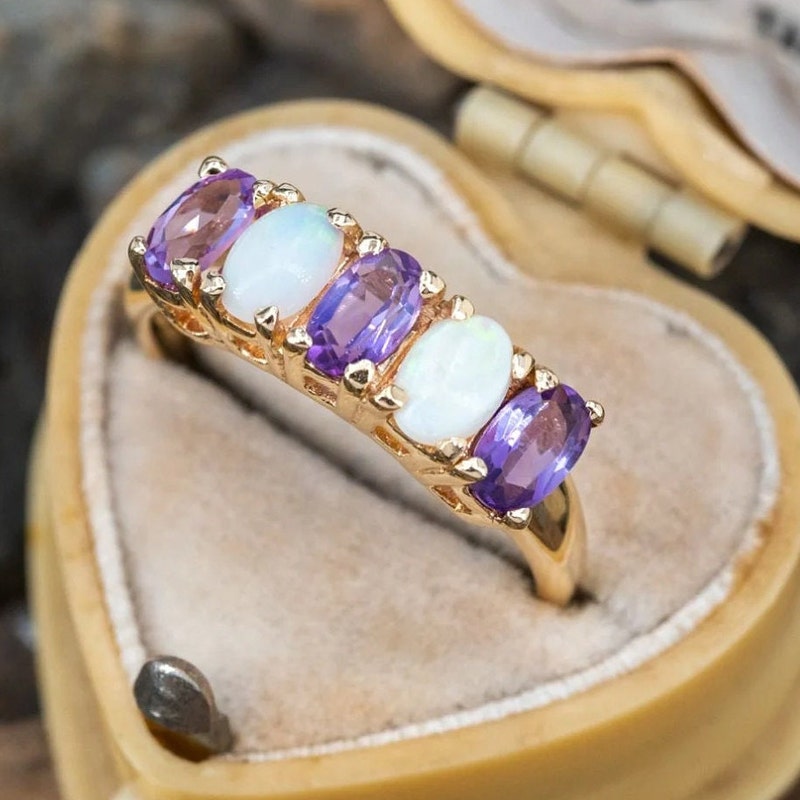 Opal Amethyst Ring - Etsy