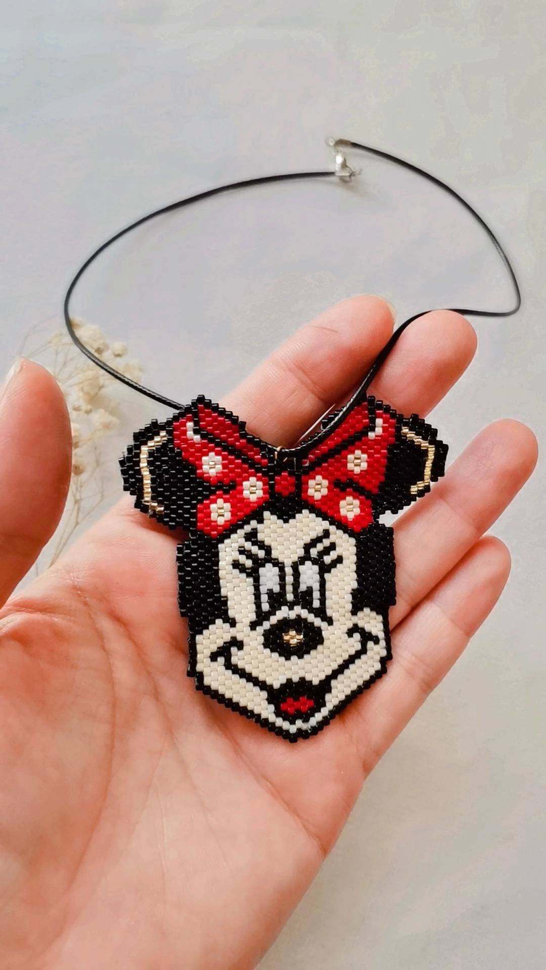Minnie Mouse Miyuki Necklace, Minnie Necklace - Etsy