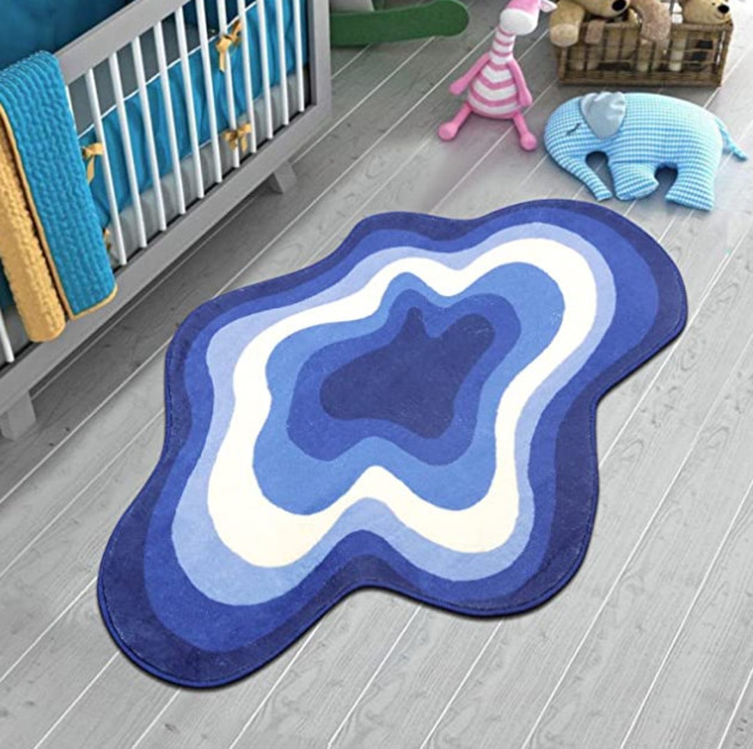 Kids Bedroom Rug Cloud Irregular Area Rug Faux Wool Carpet Kids Cute ...