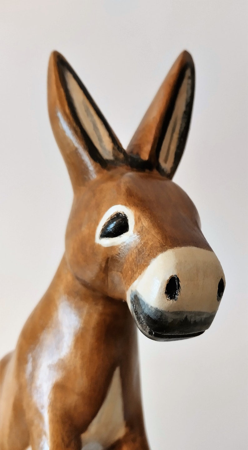 Hand Carved Long Eared Brown Donkey With Some White on His - Etsy