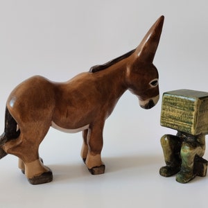Hand Carved Long Eared Brown Donkey With Some White on His Stomach ...