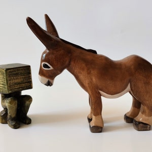 Hand Carved Long Eared Brown Donkey With Some White on His Stomach ...