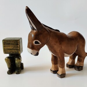 Hand Carved Long Eared Brown Donkey With Some White on His Stomach ...