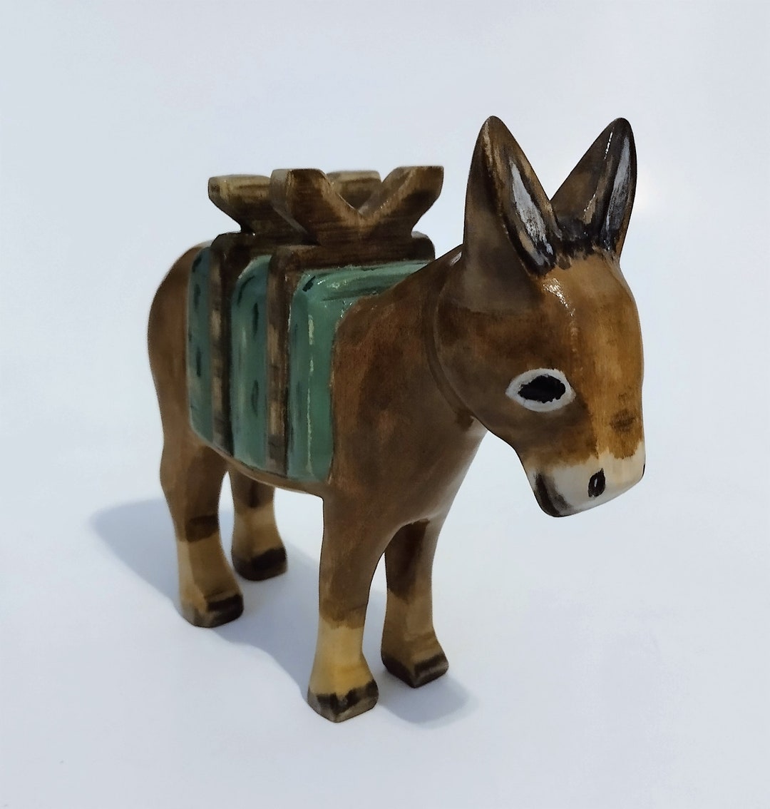 Woodcarving, Whittled Donkey, Donkey With Saddle, Little Wooden Donkey ...