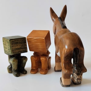 Hand Carved Long Eared Brown Donkey With Some White on His Stomach ...