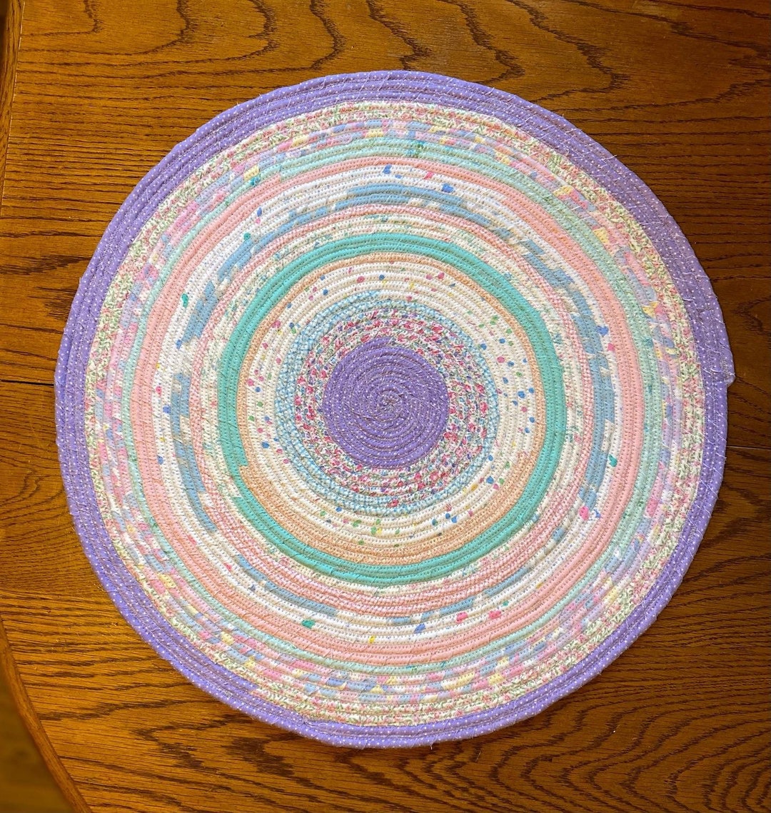Pastel Flannel Round Rope Wrapped Rug - Etsy