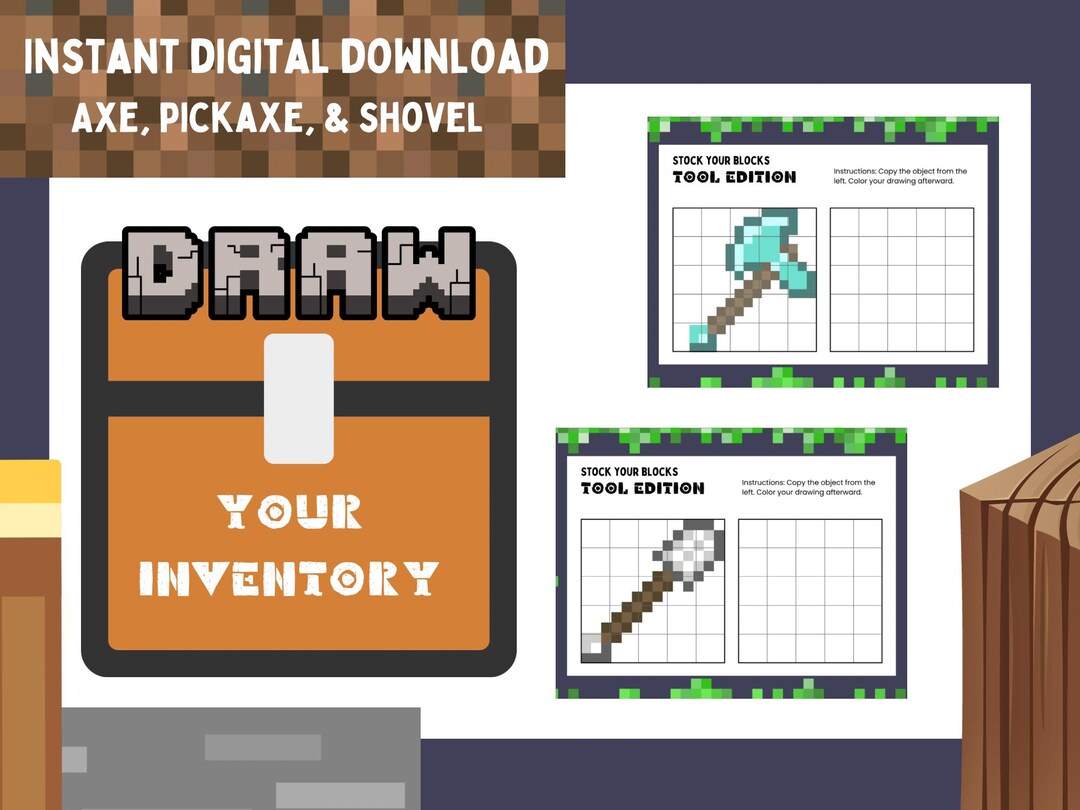 Printable Minecraft Inspired Drawing Grids for Kids – | How to Draw ...