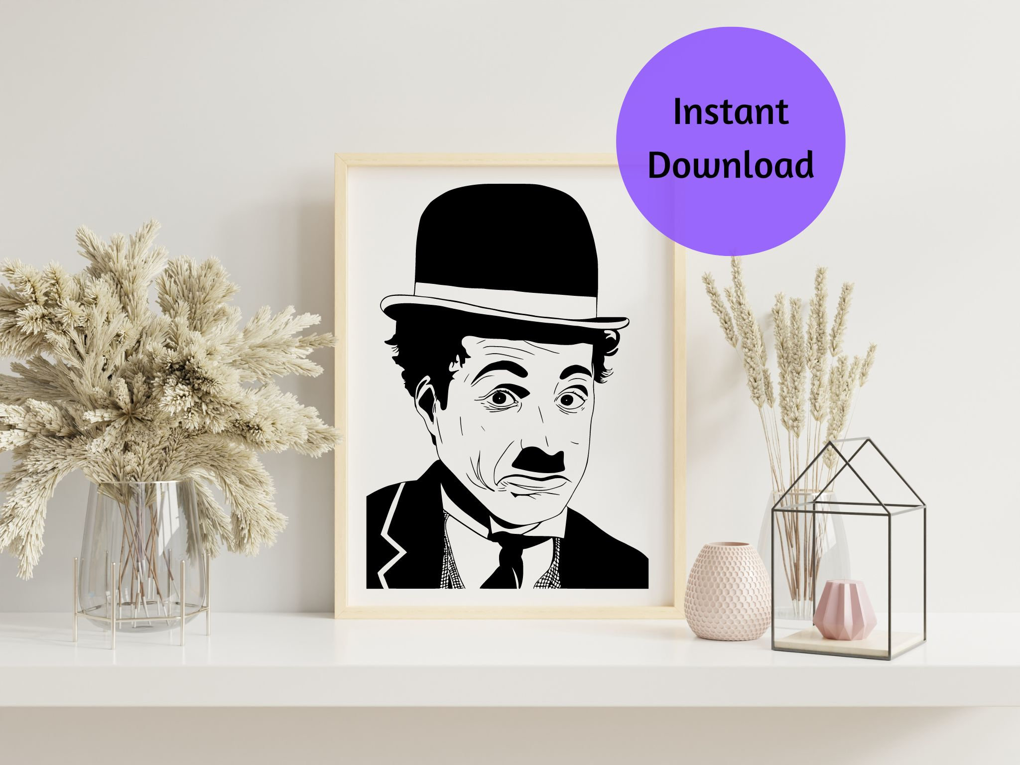 Charlie Chaplin | Print | Digital | SVG | Minimalist Design | Instant ...