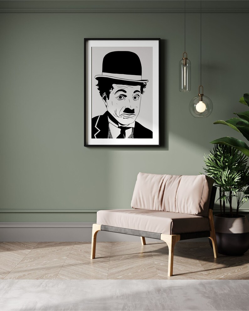 Charlie Chaplin | Print | Digital | SVG | Minimalist Design | Instant ...