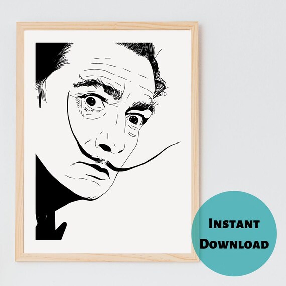 Salvador Dali Print Digital SVG Minimalist Design - Etsy