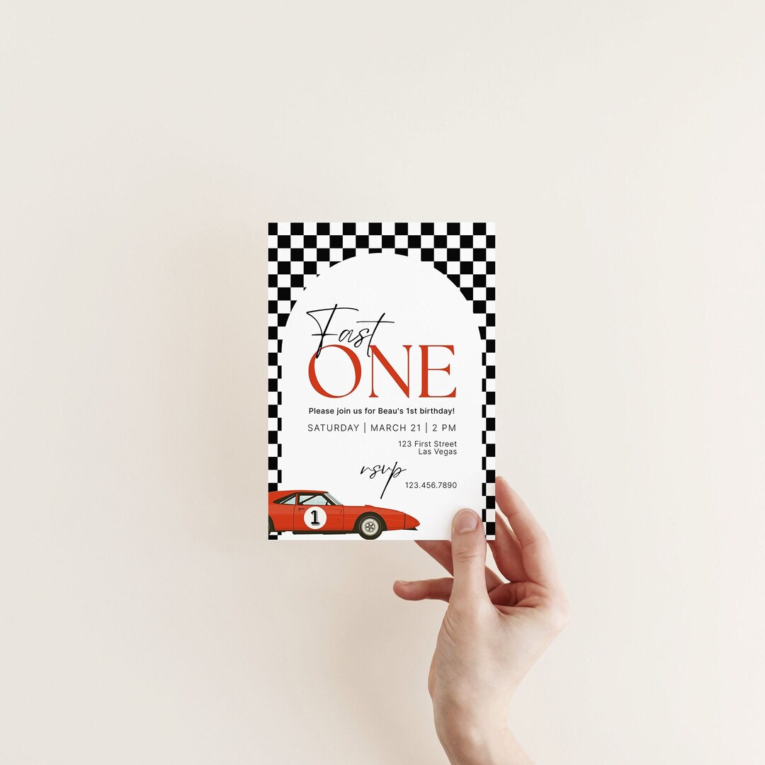 Fast One Birthday Party Invitation | Editable Template - Etsy