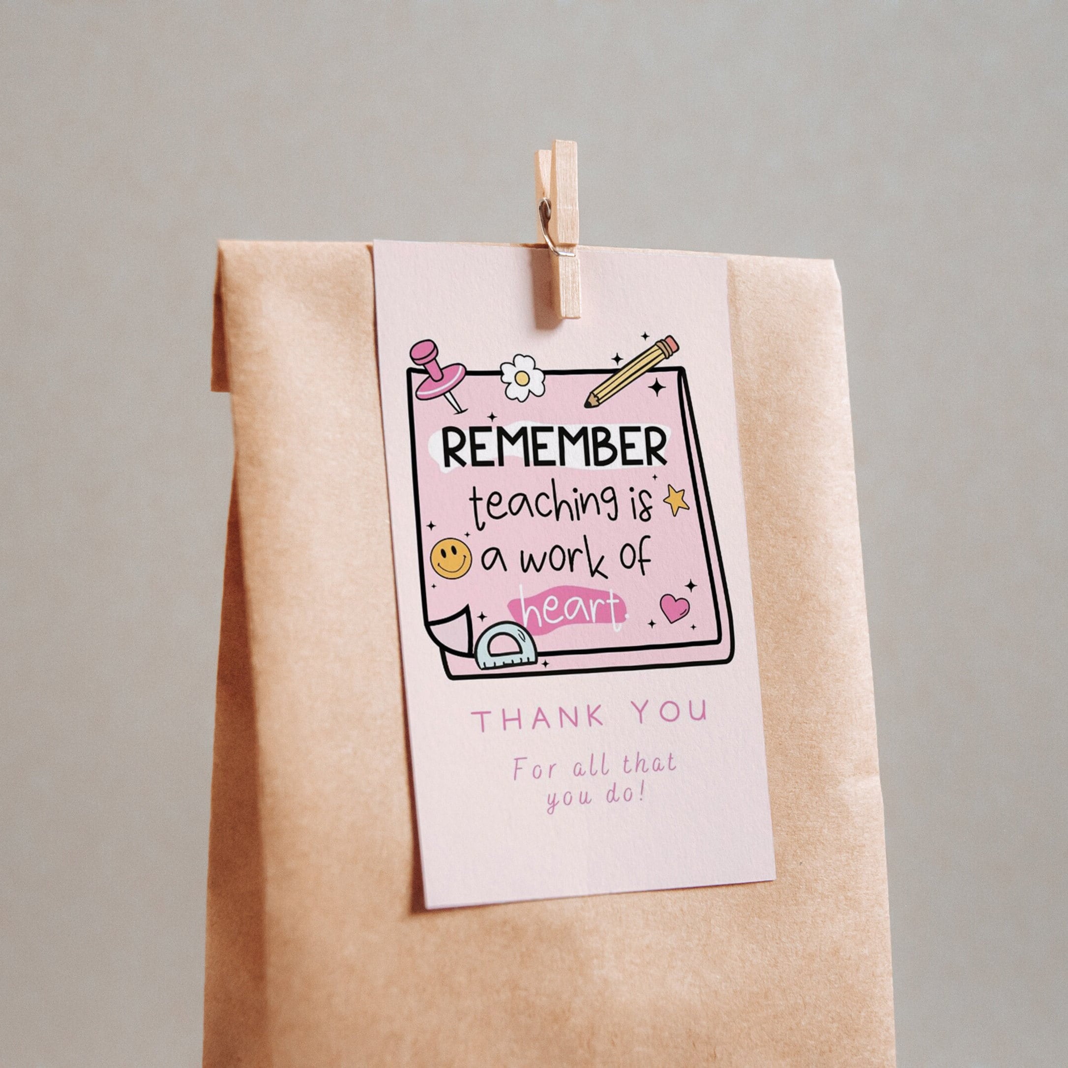 Teacher Thank You Gift Tag | Groovy Pink Design | Instant Download - Etsy