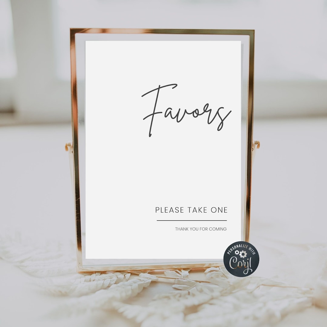 Party Favor Table Sign | Minimalist Party | Editable - Etsy