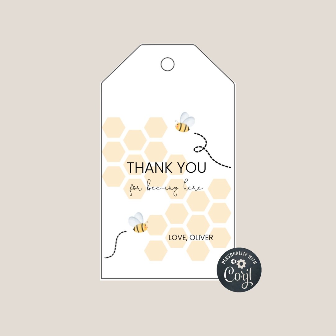 BEE-DAY Favor Thank You Tags | Editable on Corjl - Etsy