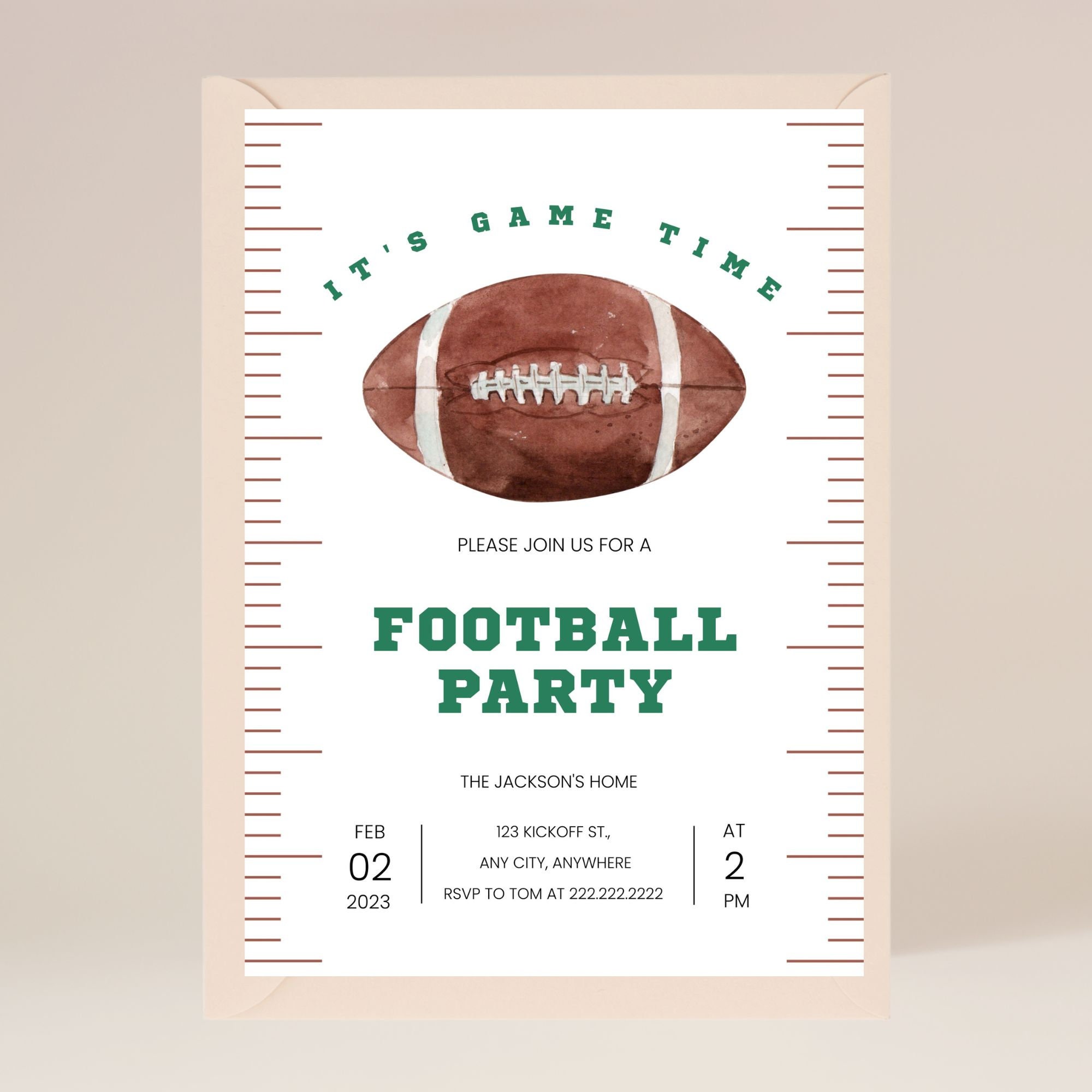 Football Party Invitation Template Editable on Corjl - Etsy