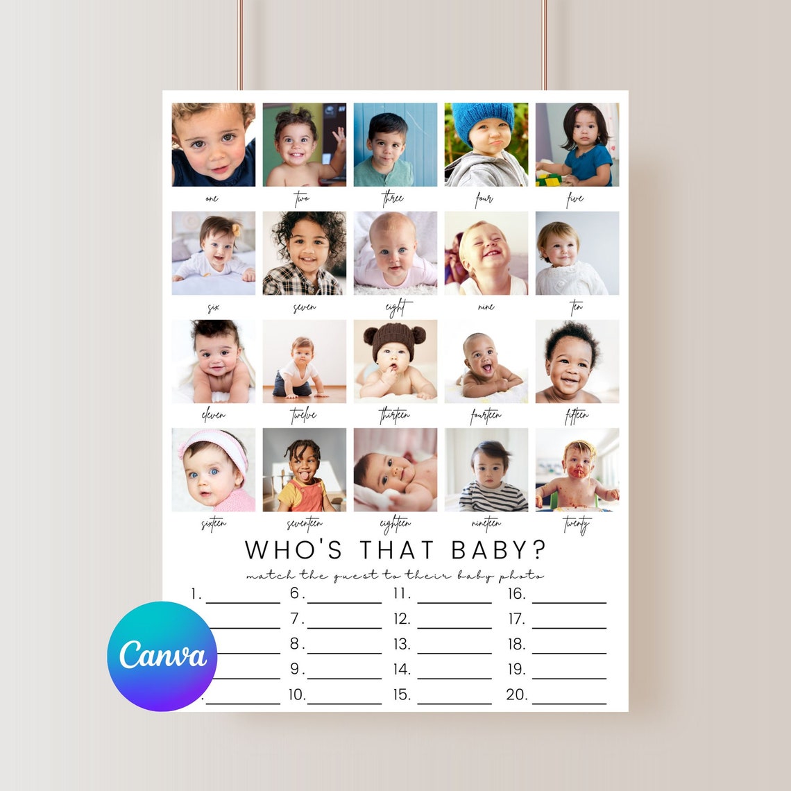 Who's That Baby | Baby Shower Game | Photo Collage | Digital Download ...