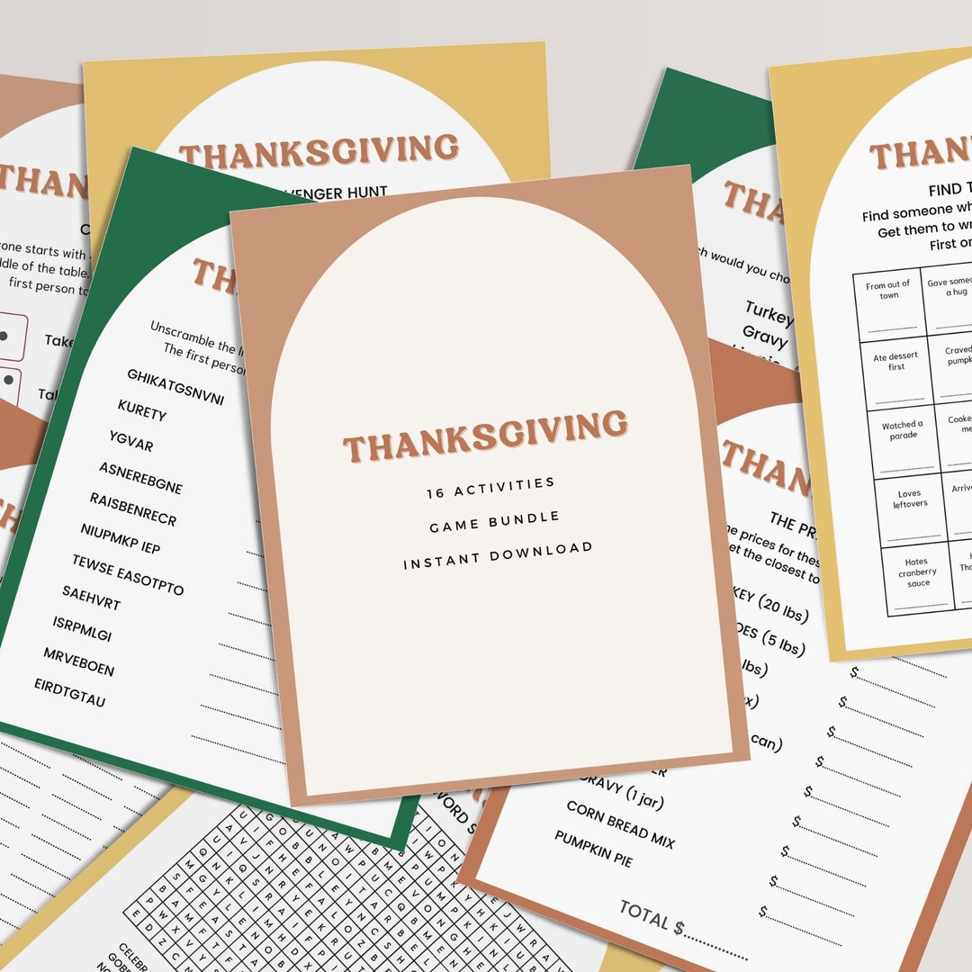 Thanksgiving Game Bundle | Printable Instant Download - Etsy
