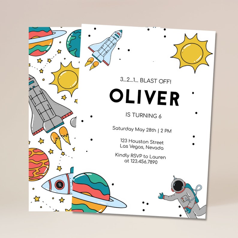 Space Birthday Party Invitation | Astronaut Birthday | Editable ...