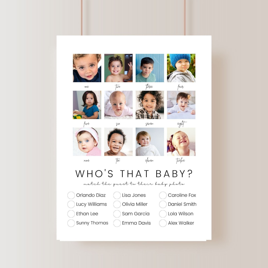 Who's That Baby | Baby Shower Game | Editable Template on Canva - Etsy