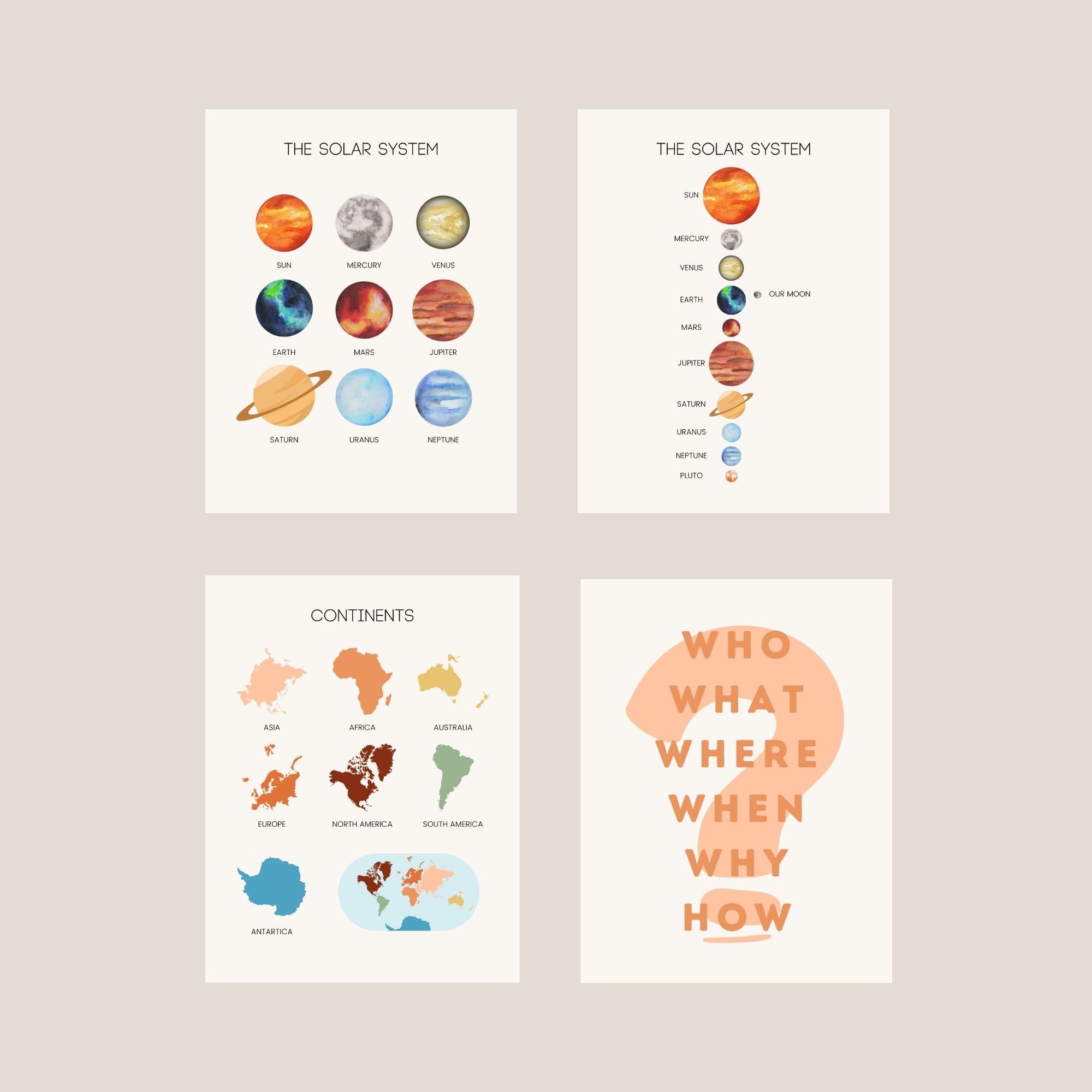 BOHO Educational Poster Bundle Instant Download Printable Homeschool ...