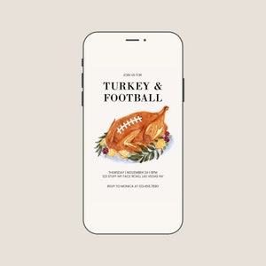 Turkey and Football Thanksgiving Party Invitation | Digital Download ...
