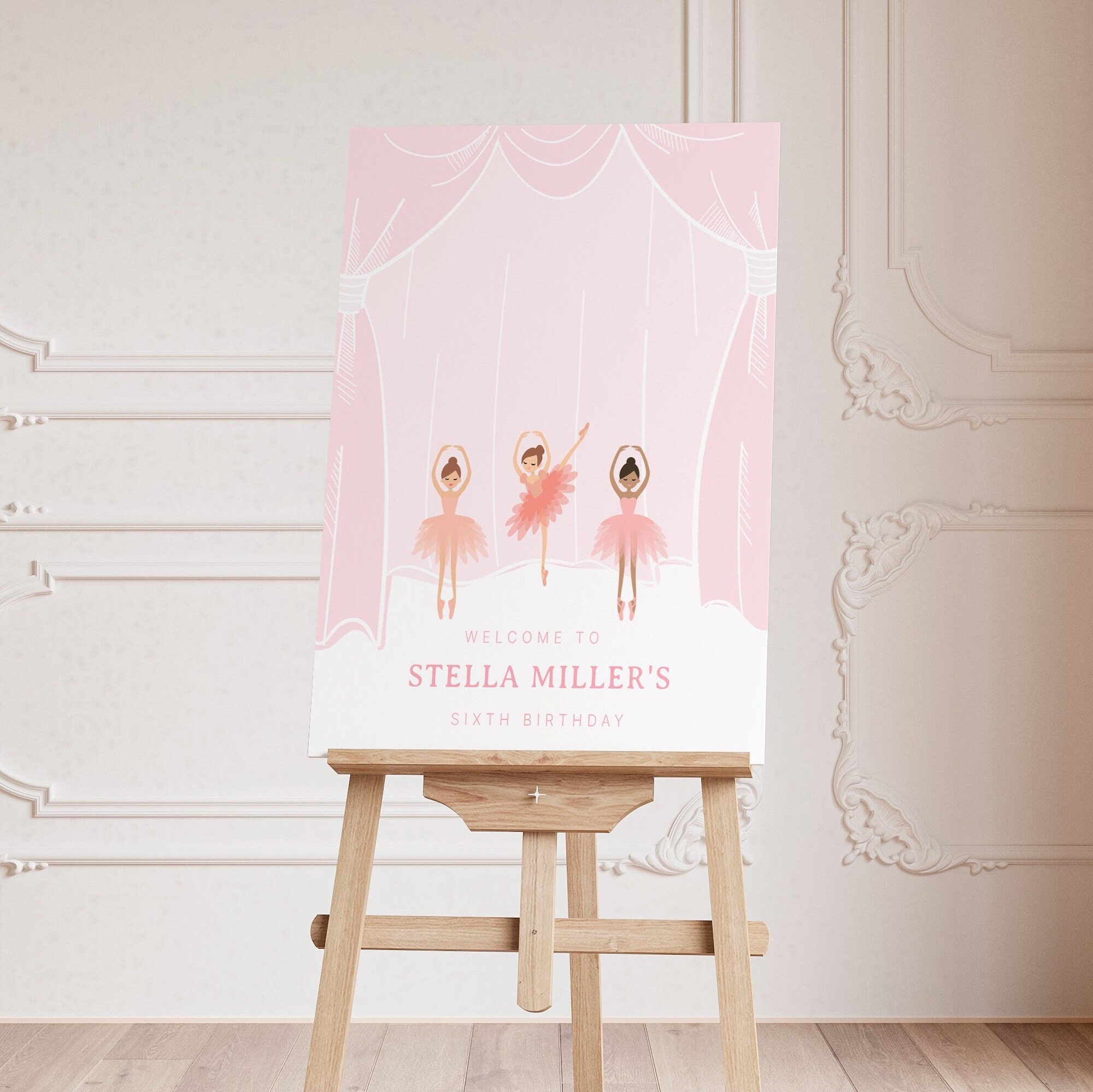 Ballerina Birthday Party Welcome Sign Editable Digital Template - Etsy