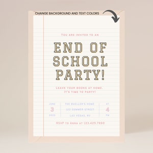 End of School Party Invitation | End of Year Party | Editable Instant ...