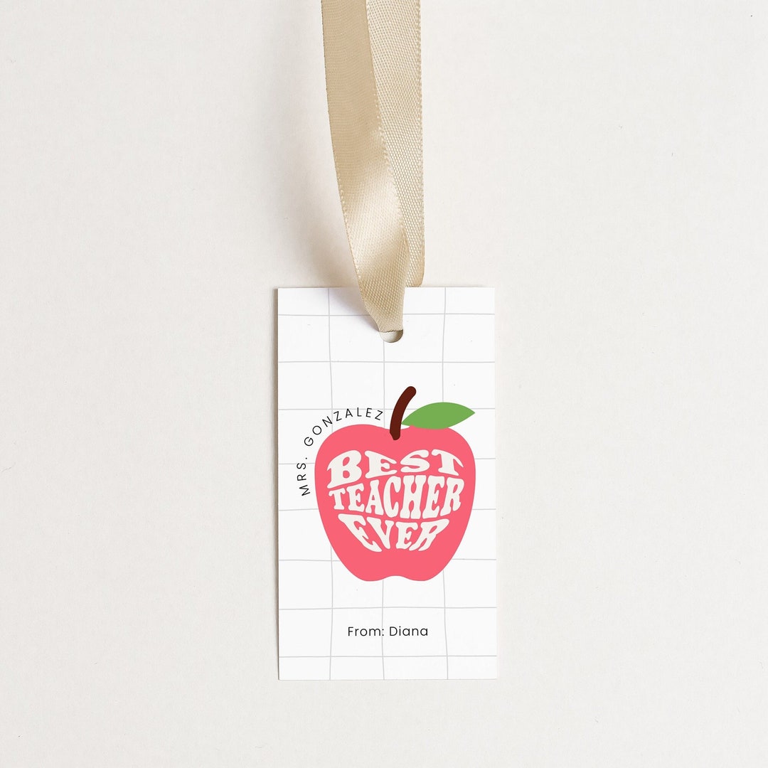 Best Teacher Ever Apple Favor Gift Tag | Editable Printable Template - Etsy
