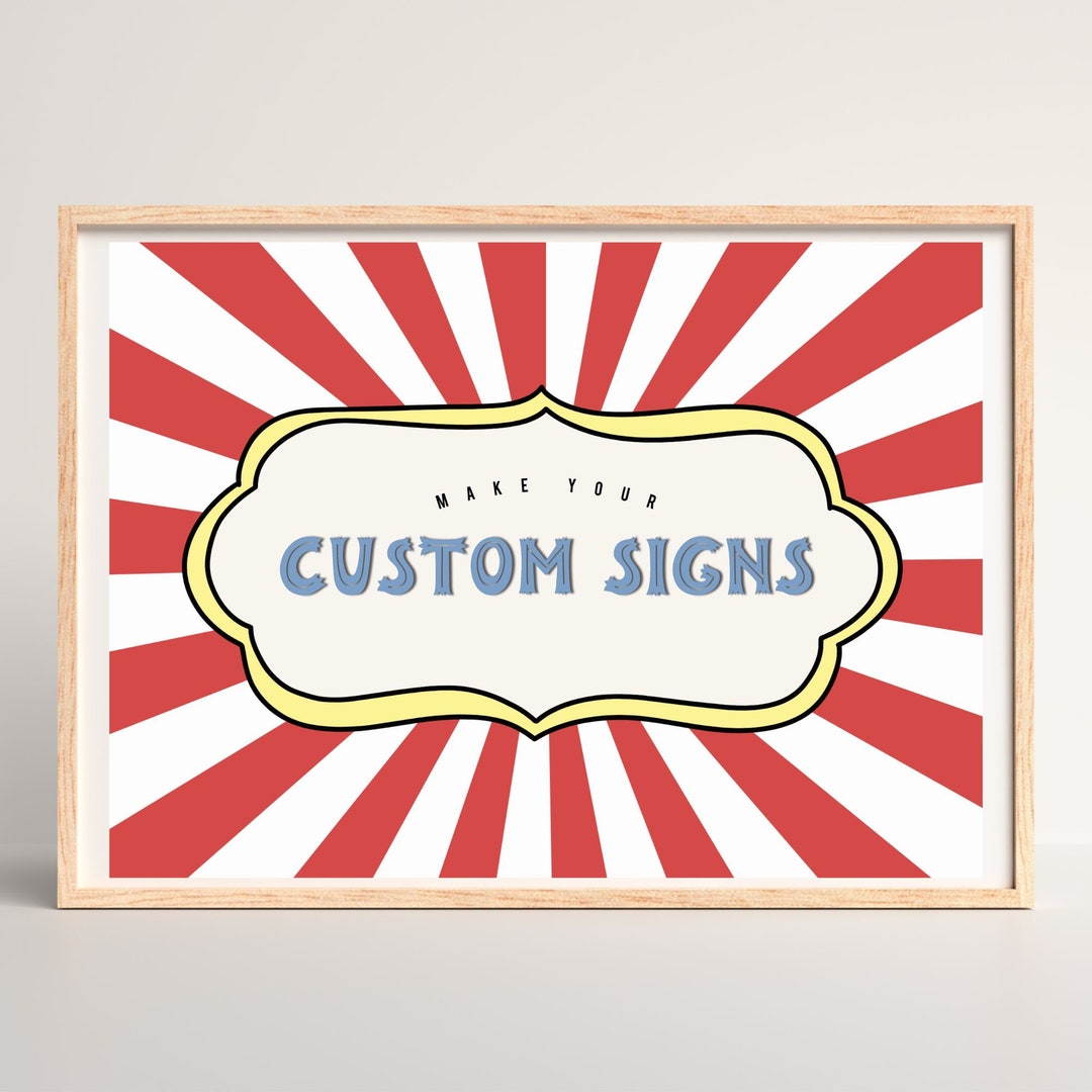 Circus Carnival Party Editable Signs | Editable Templates | Digital ...