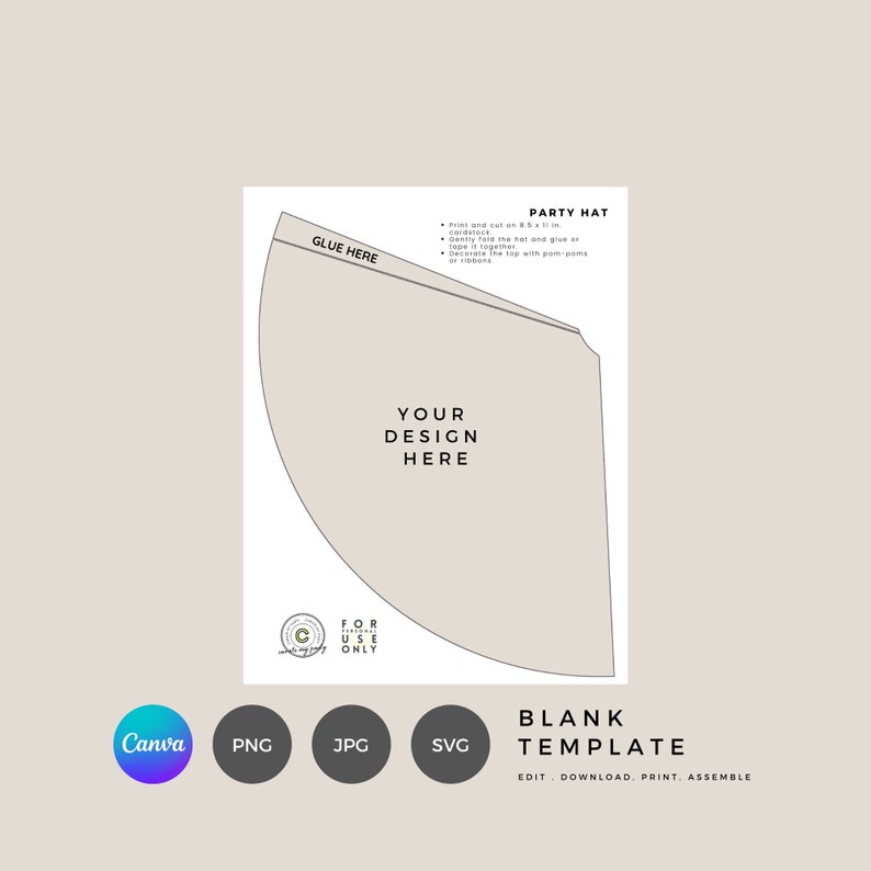 Party Hat Blank Template | DIY | Create Your Design With This Template ...