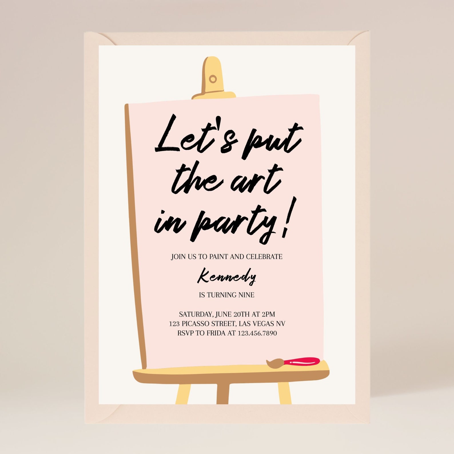 Art Paint Party Invitation Editable on Corjl Digital Download - Etsy