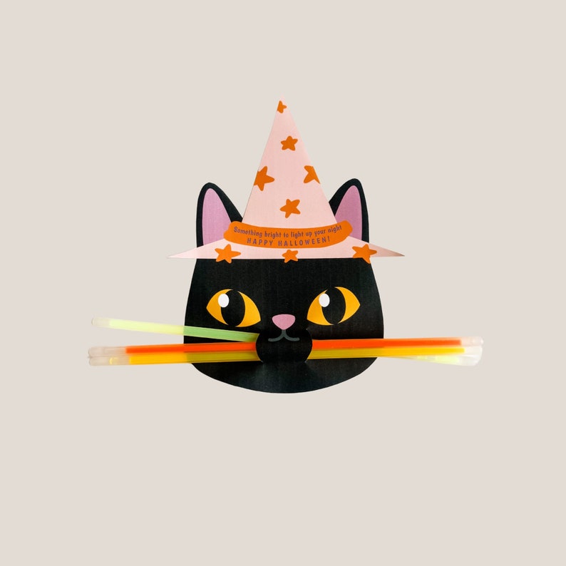 Halloween Black Cat Printable Editable Favor Card | Digital Download - Etsy