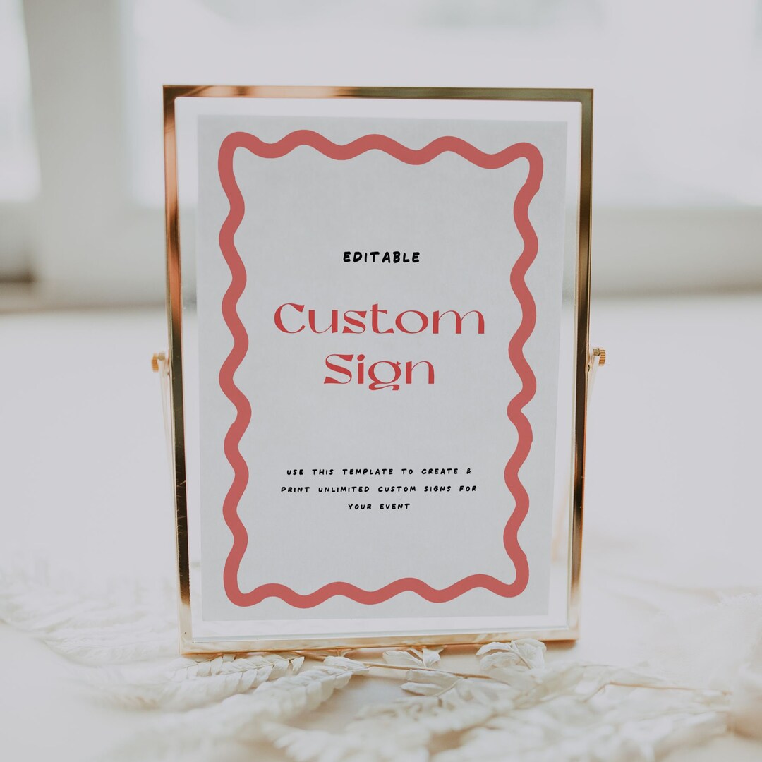 WAVY Wedding Party Signs | Custom Sign Template | Editable | Digital ...