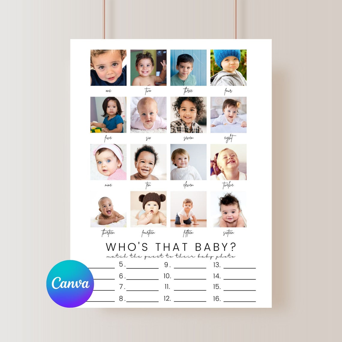 Who's That Baby | Baby Shower Game | Photo Collage | Digital Download ...
