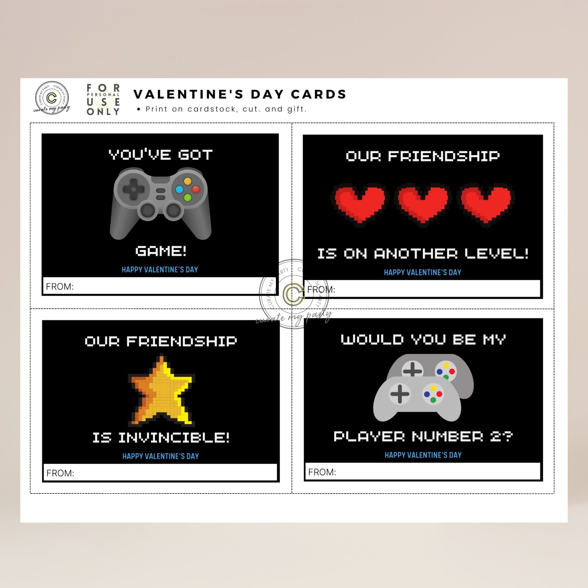 Gamer Valentine's Day Cards | Instant Download - Etsy