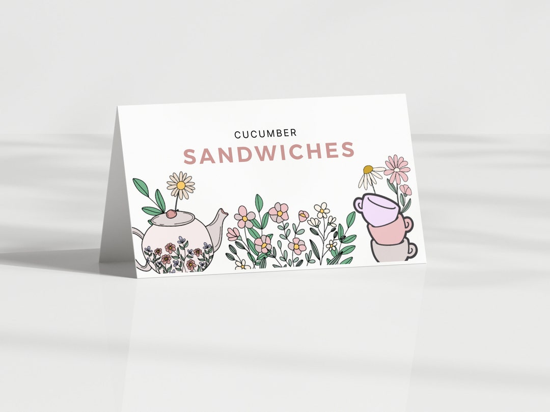 Tea Party Birthday Food Tent Sign | Editable Download Template - Etsy