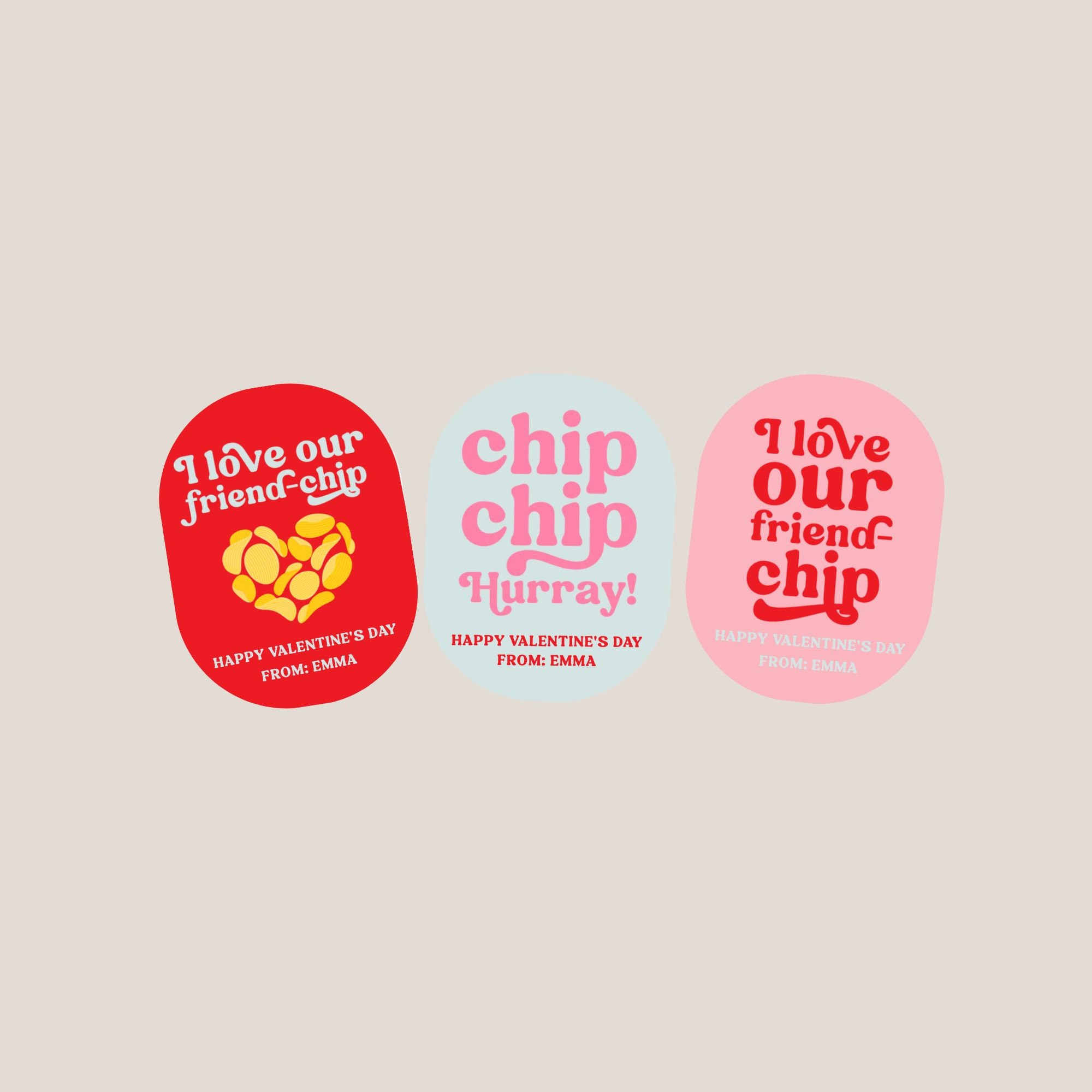 Chips Valentine's Day Printable Labels for Kids Editable Template - Etsy