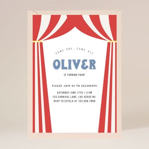 Circus Carnival Birthday Party Invitation Editable Template Digital ...